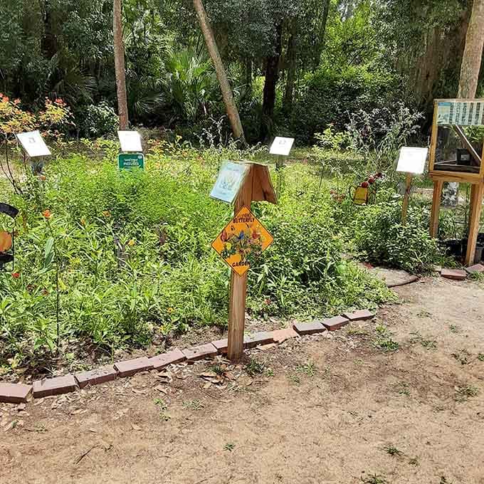 Colorful garden stakes and thriving plants demonstrate how supporting pollinators benefits the entire local ecosystem beautifully.