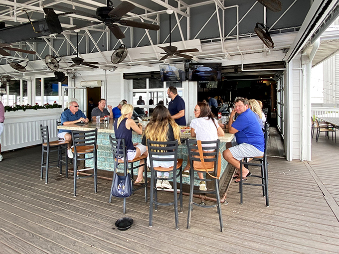 The outdoor bar area&mdash;where strangers become friends over shared stories and the mutual appreciation of cold drinks on hot Florida days.