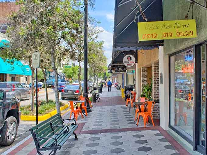 These covered walkways were the original climate control, providing shade and rain protection long before air conditioning made everyone forget how to design for actual weather.
