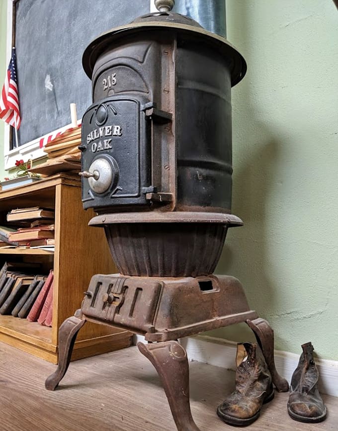 This Silver Oak parlor stove heated homes and cooked meals, serving as the hardworking heart of every household it graced.