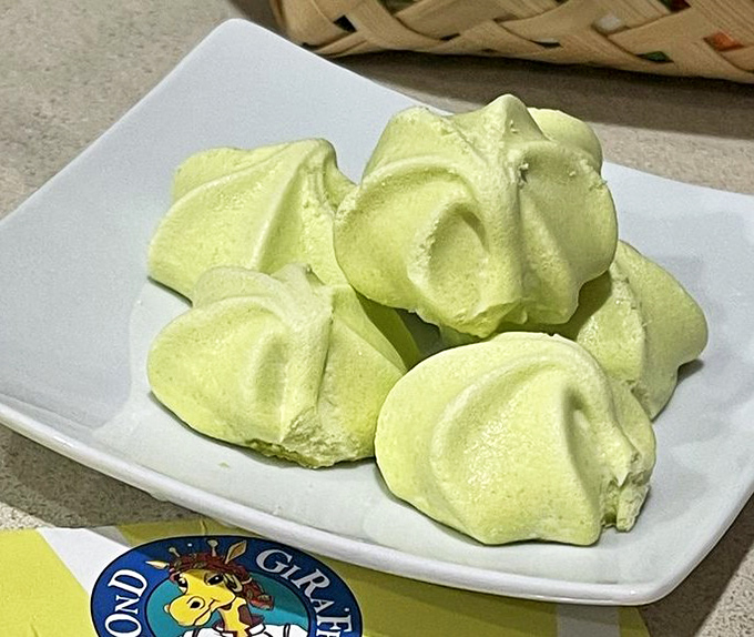 These key lime meringues look like little green clouds that fell from dessert heaven &ndash; melt-in-your-mouth citrus perfection.