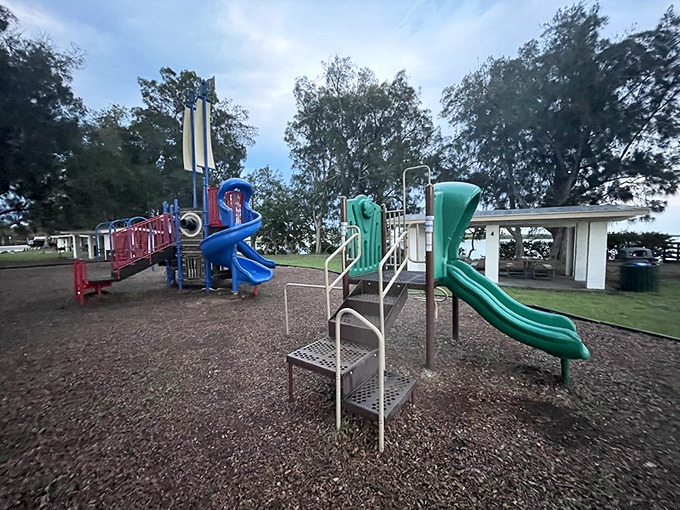 Kid-approved adventures: The playground offers a sandy-feet break when little ones need a change of scenery.