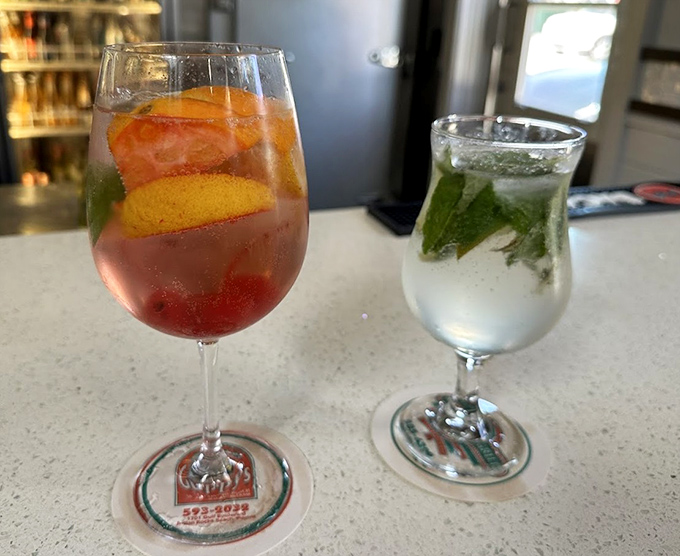 Liquid sunshine in two forms &ndash; one ruby-red and fruit-studded, the other a refreshing minty breeze in a glass.