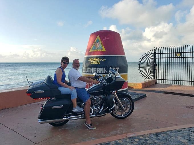 Motorcycles and monuments make perfect companions, both representing the freedom of the open road and the thrill of reaching the destination.