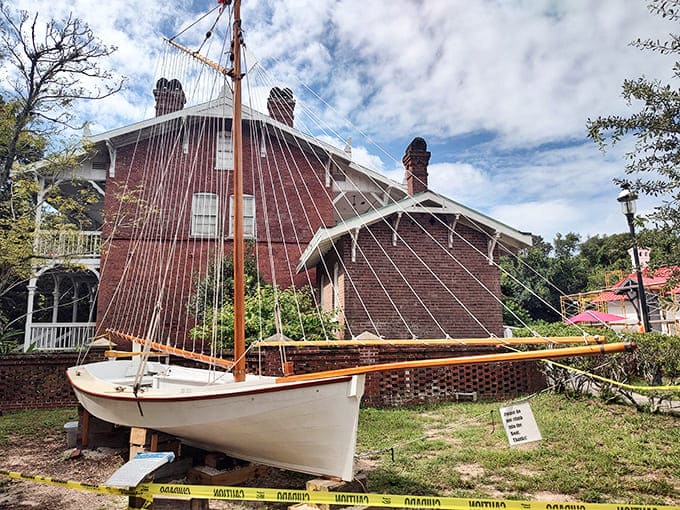 This classic boat replica reminds visitors that people once trusted their lives to wooden vessels and a whole lot of hope.