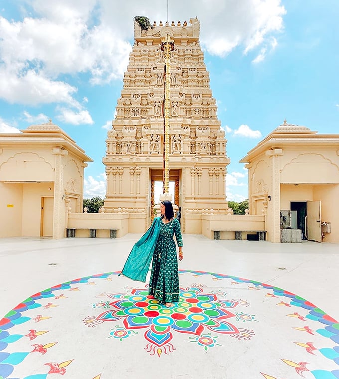 The temple complex includes several buildings, each with its own purpose but sharing the same architectural DNA of breathtaking beauty.
