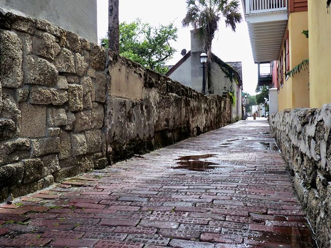 Ground-level perspective reveals the uneven cobblestones that have tripped up visitors for centuries, so watch your step while you're busy watching history.