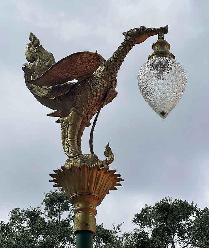 Even the lamp posts here feature mythical creatures, because why settle for ordinary when you can have magical?