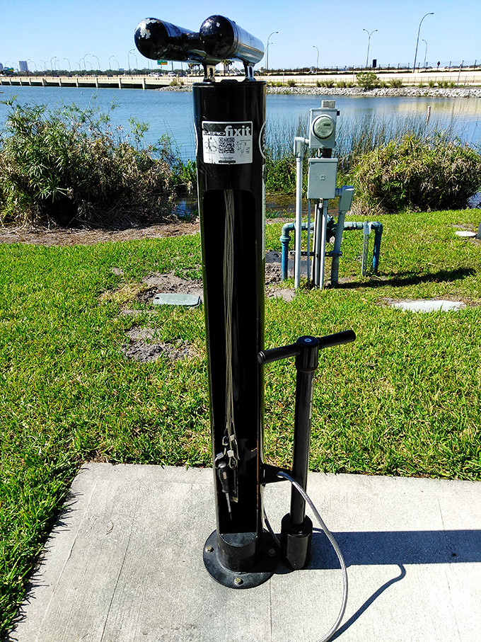 Even the practical amenities like this air pump for cyclists reflect the park's commitment to supporting everyday explorers on their own journeys.
