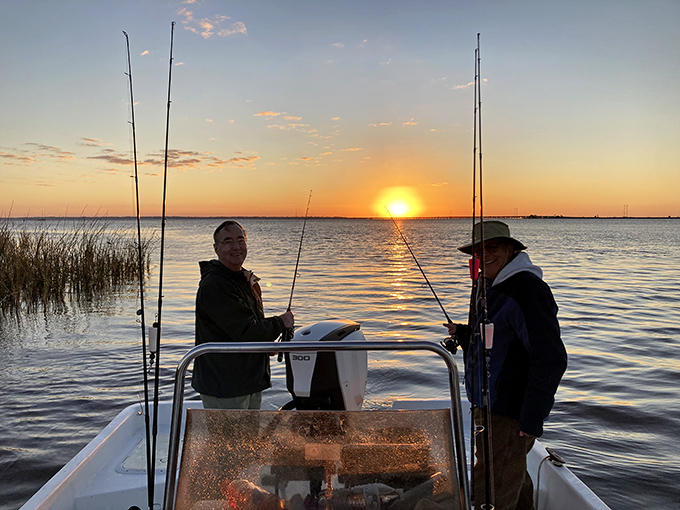 Dawn breaks over Apalachicola Bay as anglers prepare for another day of fishing&mdash;the first step in the town's celebrated sea-to-table journey.