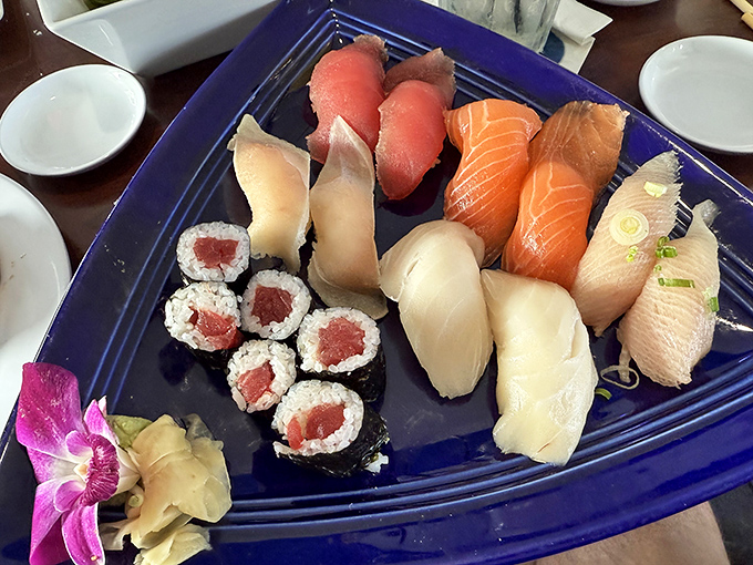 This oceanic color wheel of sashimi and nigiri proves that sometimes the simplest preparations showcase the freshest fish most brilliantly.