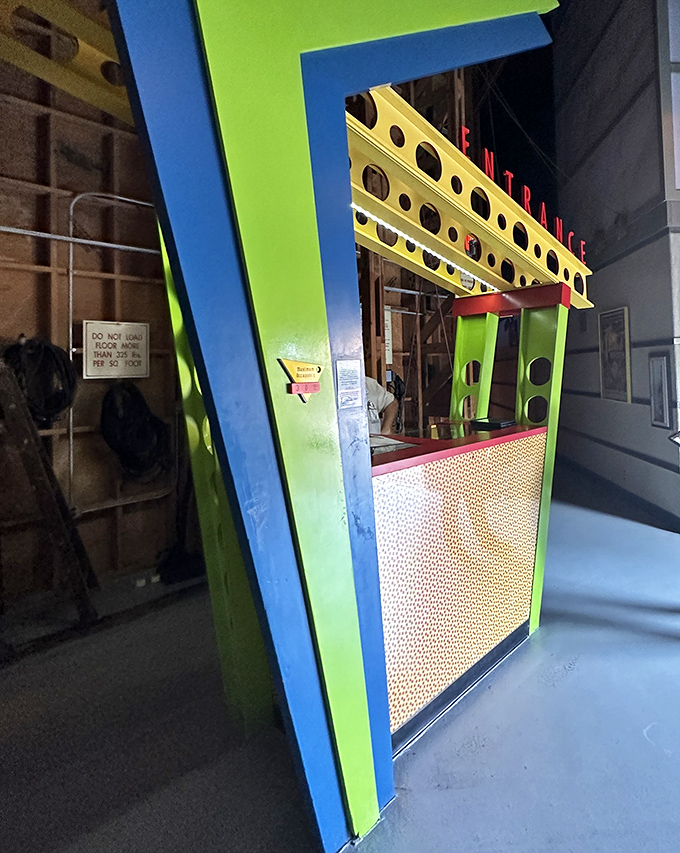The reception area's mid-century modern design sets the stage for your cinematic dining adventure before the main feature begins.