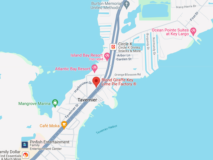 blond giraffe key lime pie factory 10 map