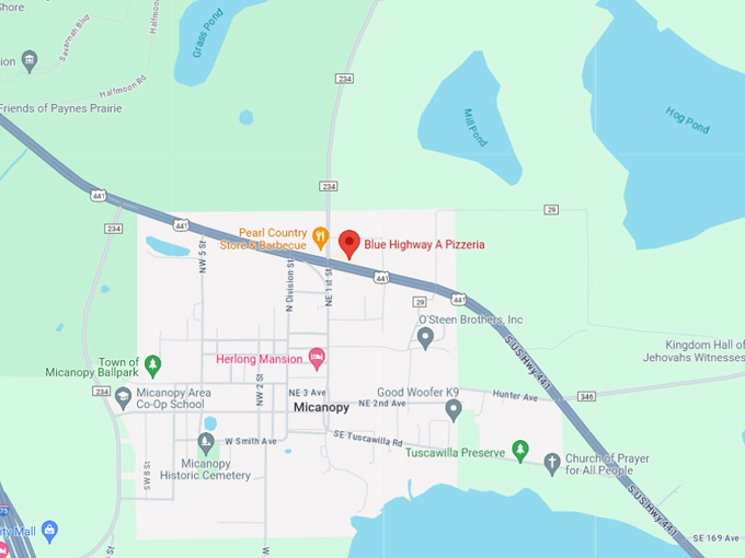 blue highway pizzeria 10 map