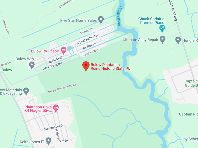 bulow plantation ruins historic state park 10 map