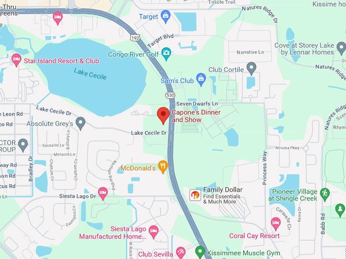 capones dinner and show 10 map