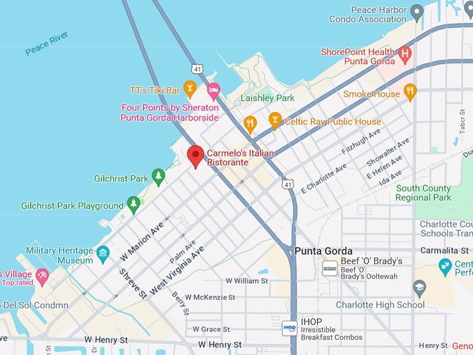 carmelos italian ristorante map