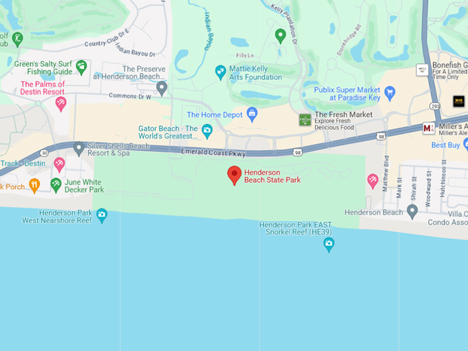 henderson beach state park 10 map