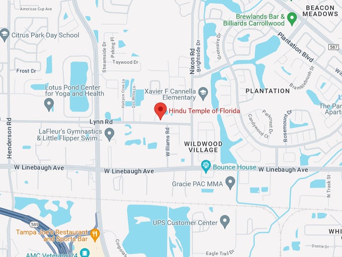 hindu temple of florida 10 map