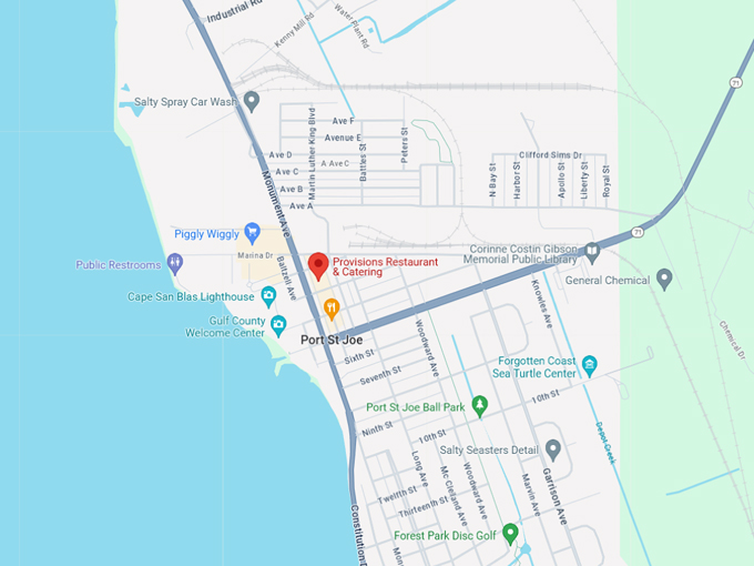 provisions restaurant catering 10 map