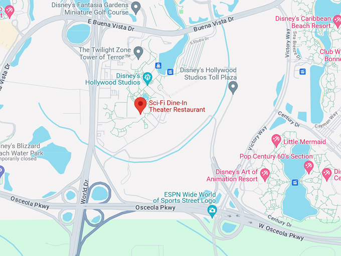 sci fi dine in theater restaurant 10 map