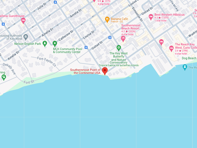 southernmost point of the continental u.s. 10 map