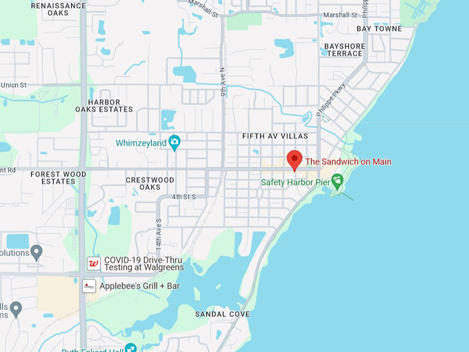 the sandwich on main 10 map