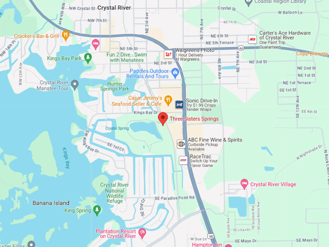three sisters springs 10 map