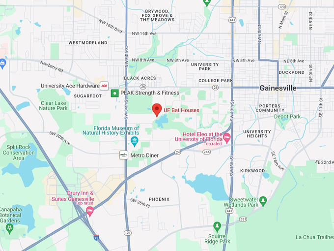 university of florida bat houses 10 map