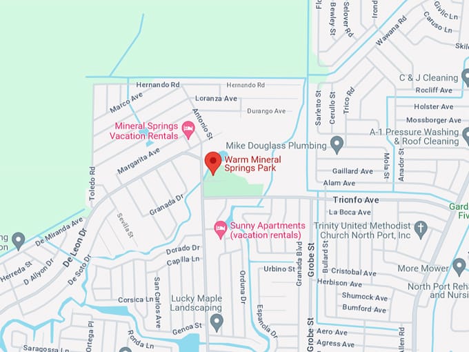 warm mineral springs 10 map