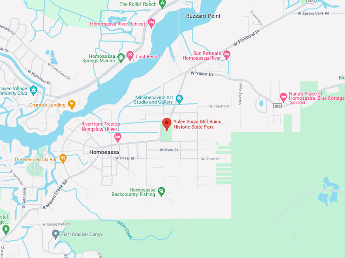yulee sugar mill ruins 10 map