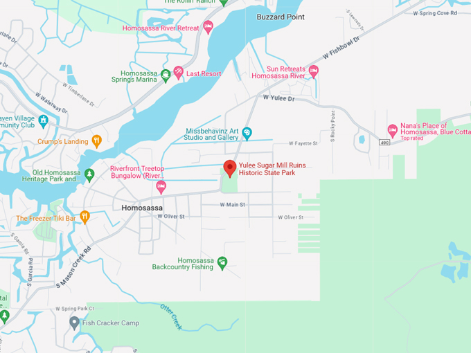 yulee sugar mill ruins historic state park 10 map