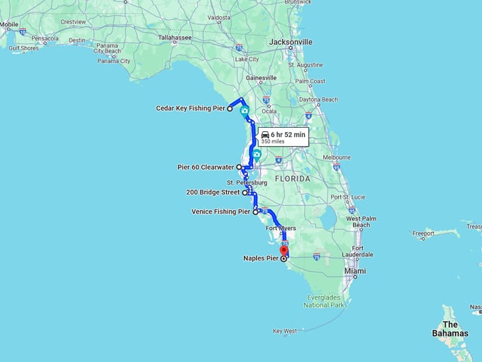 pier road trip florida map