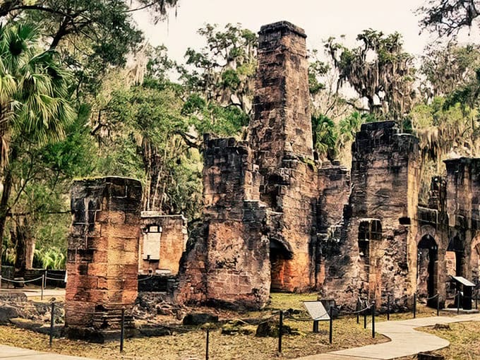 Haunting coquina ruins pierce the Florida sky, where history and nature perform their eternal dance among moss-draped oaks.