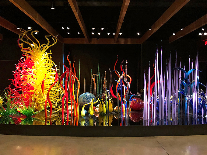 A symphony of glass and light, the Chihuly Collection's main gallery transforms ordinary materials into an extraordinary underwater fantasy world.