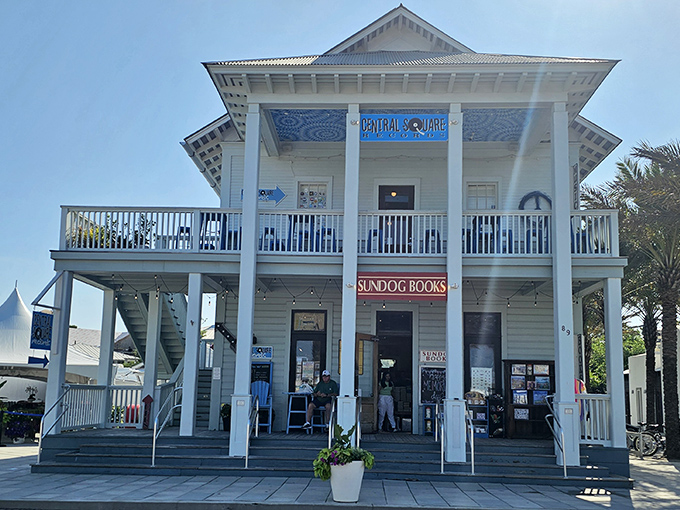 Sundog Books: A literary lighthouse in Seaside's Central Square, beckoning bookworms with its classic coastal charm and promise of literary treasures.