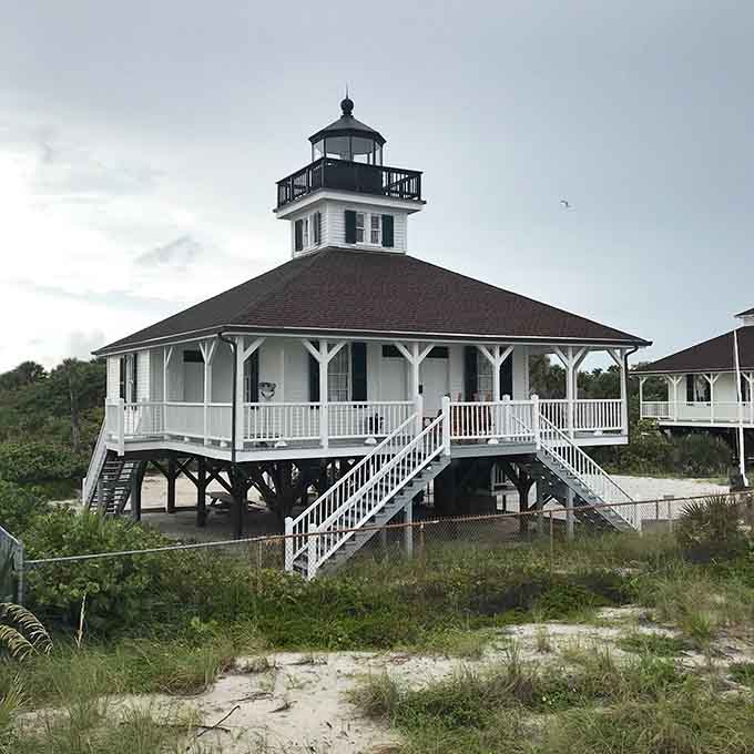 This charming lighthouse structure stands as a beacon to Boca Grande's maritime heritage, looking like it wandered off a postcard and decided to stay.
