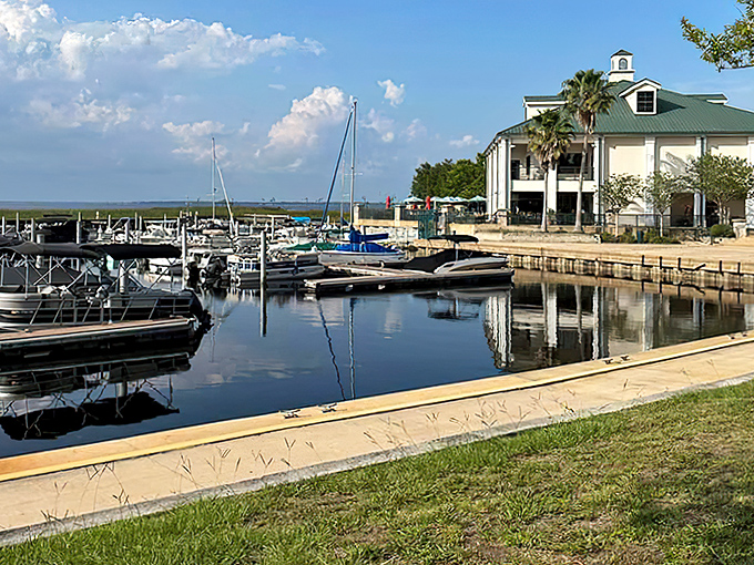 St. Cloud Marina: Where boats bob gently in crystal waters and time slows to the rhythm of gentle waves lapping against weathered docks.