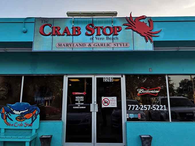 That turquoise exterior isn't just cheerful, it's a beacon calling seafood lovers to their happy place in Vero Beach.