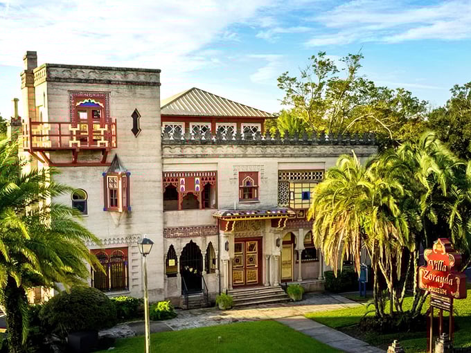 Villa Zorayda's striking Moorish fa&ccedil;ade stands as an architectural mirage in St. Augustine, blending Spanish inspiration with Florida sunshine.