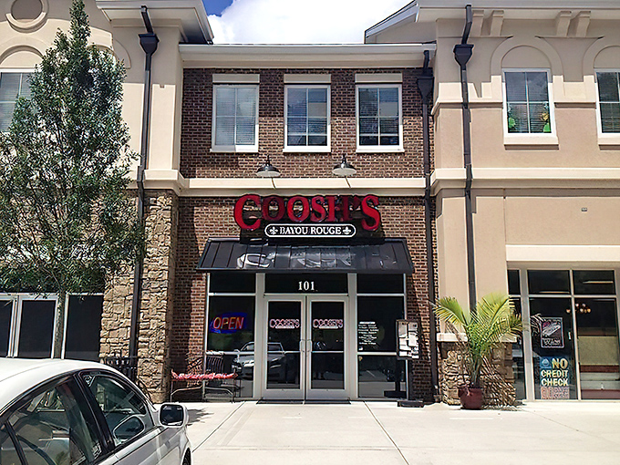 Coosh's welcoming brick-and-stone façade stands ready to transport hungry visitors from Tallahassee straight to Louisiana's bayou country.
