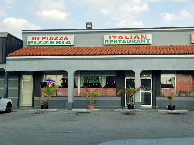 The unassuming exterior of DiPiazza's beckons with its classic red-tiled roof and simple signage &ndash; proof that culinary treasures often hide in plain sight.