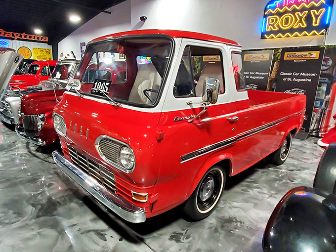 This cherry-red 1965 Ford Econoline pickup is the automotive equivalent of a puppy &ndash; impossibly cute and eager to please.