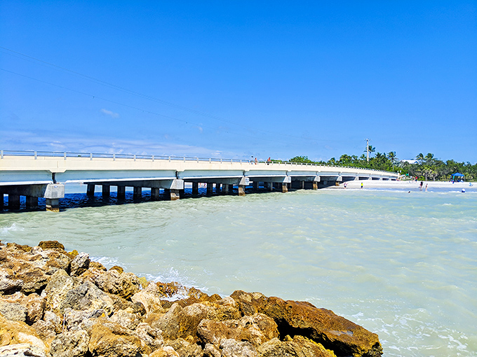 Blind Pass Bridge connects island dreams, its span offering that magical moment when mainland worries dissolve and vacation officially begins.