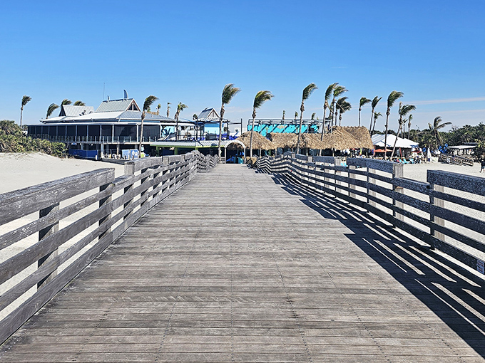 This weathered boardwalk leads to waterfront dining where seafood arrives at your table having barely said goodbye to the ocean.