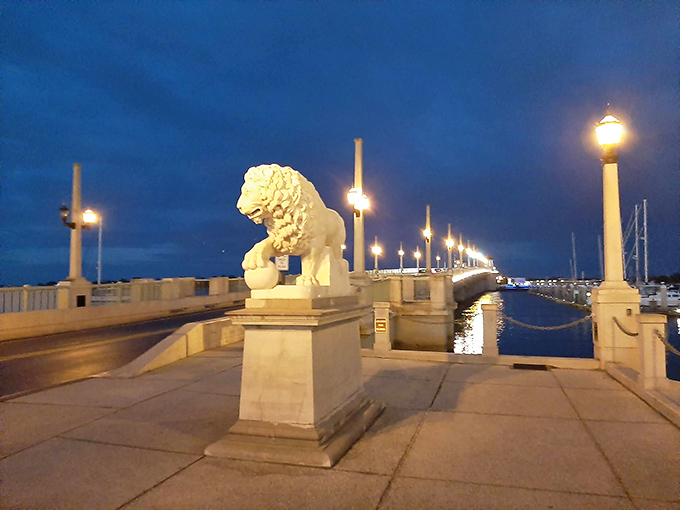 Twilight paints the bridge in silhouette, proving that even infrastructure can look romantic with the right lighting.