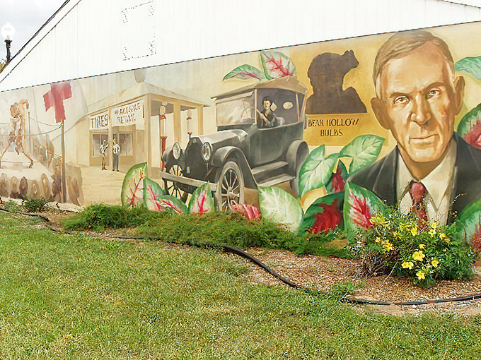 Captain Web Mural Local legends never die when immortalized in paint, especially when they come with vintage cars and colorful backstories.