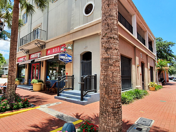 Cornerstone Deli's awning promises sandwiches that make lunch the highlight of your day rather than just a necessary caloric pit stop.