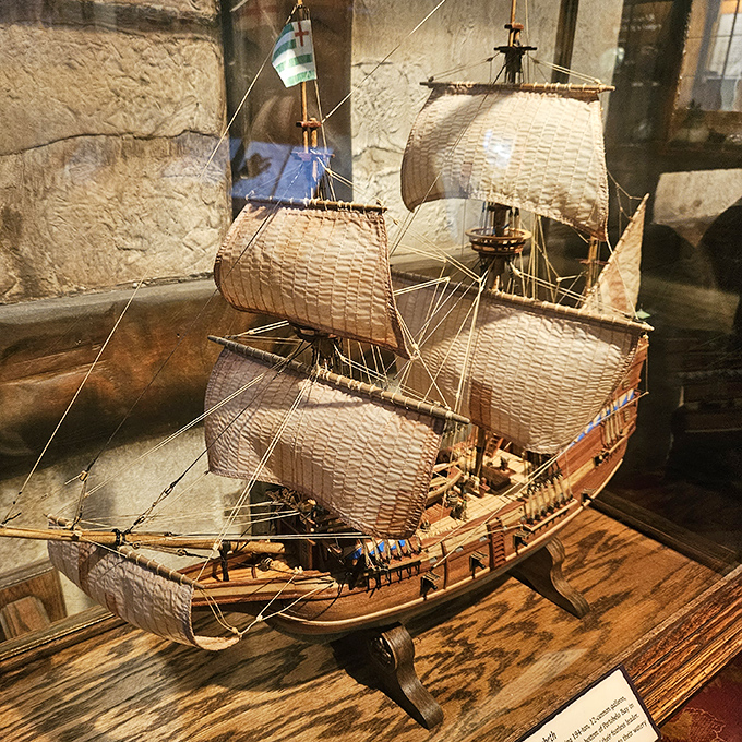 This meticulously crafted model ship reveals the engineering marvel that carried pirates across treacherous waters.