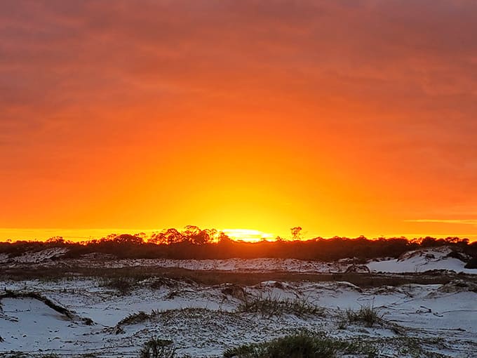 Sunset: Mother Nature showing off her painting skills with a palette that would make Monet jealous. Worth every mosquito bite.